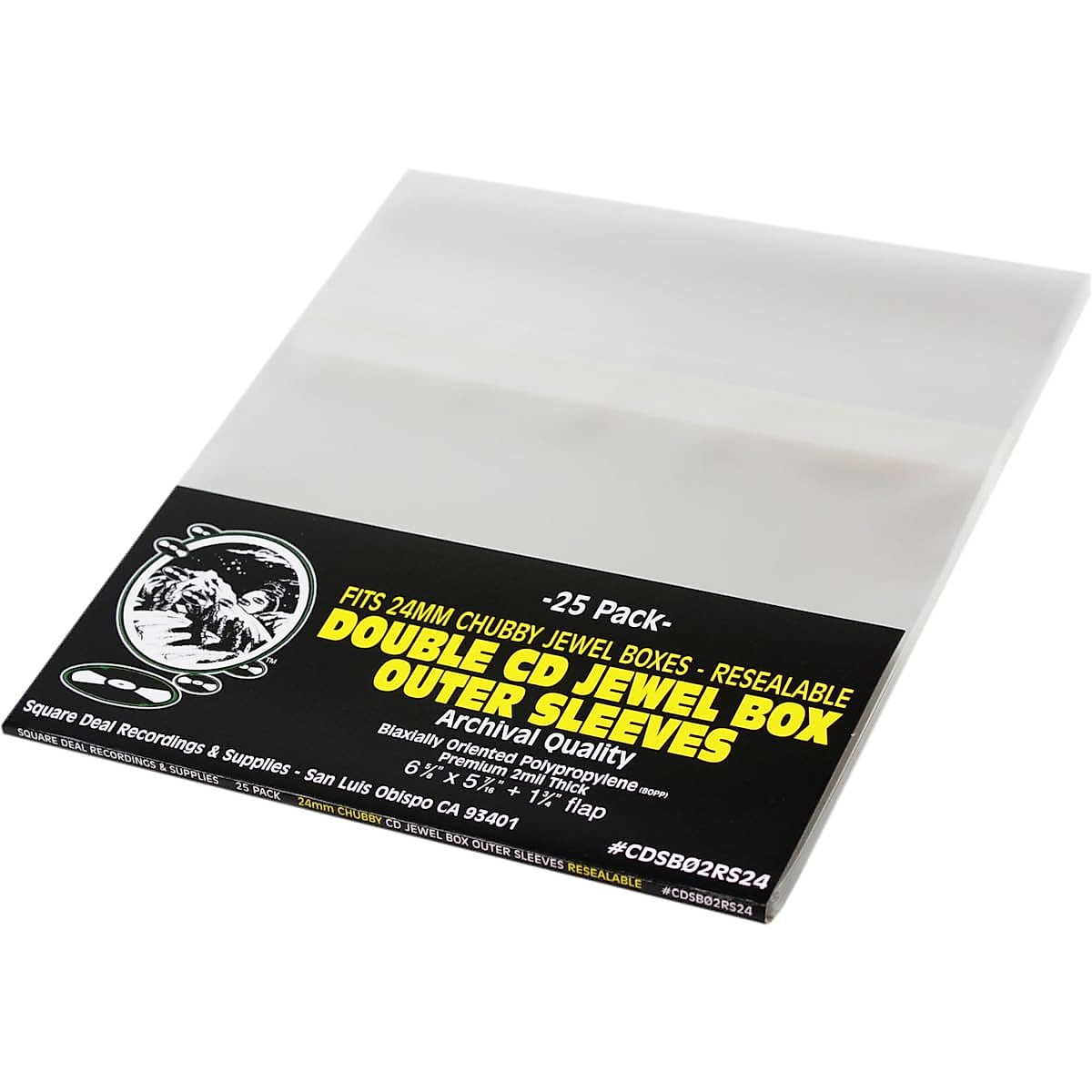 (25) CD Resealable Outer Sleeves - Oversize - Fits Chubby 24mm CD Jewel Boxes - Super Clear, Archival Quality, Premium 2 mil Thick #CDSB02RS24
