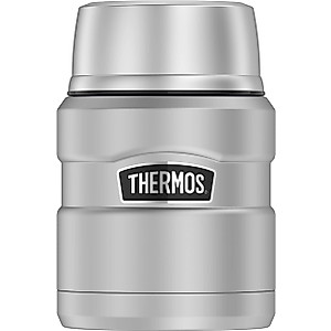THERMOS Stainless King Vacuum-Insulated Beverage Bottle, 40 Ounce, Matte Steel and Food Jar Bundle