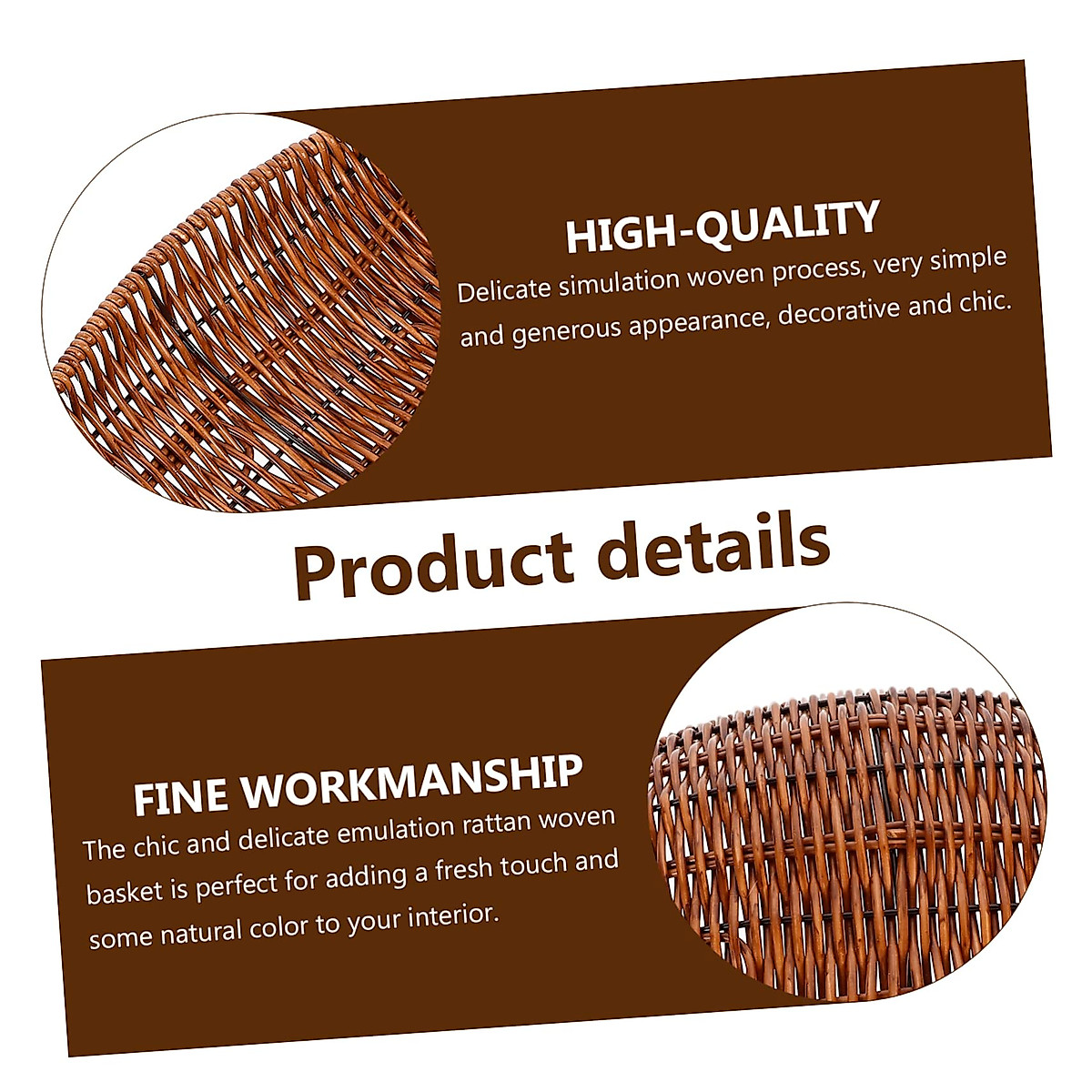 Angoily Rattan Weaving Storage Basket Fruit Bread Snack Woven Basket Simulated Rattan Elegant Decorative