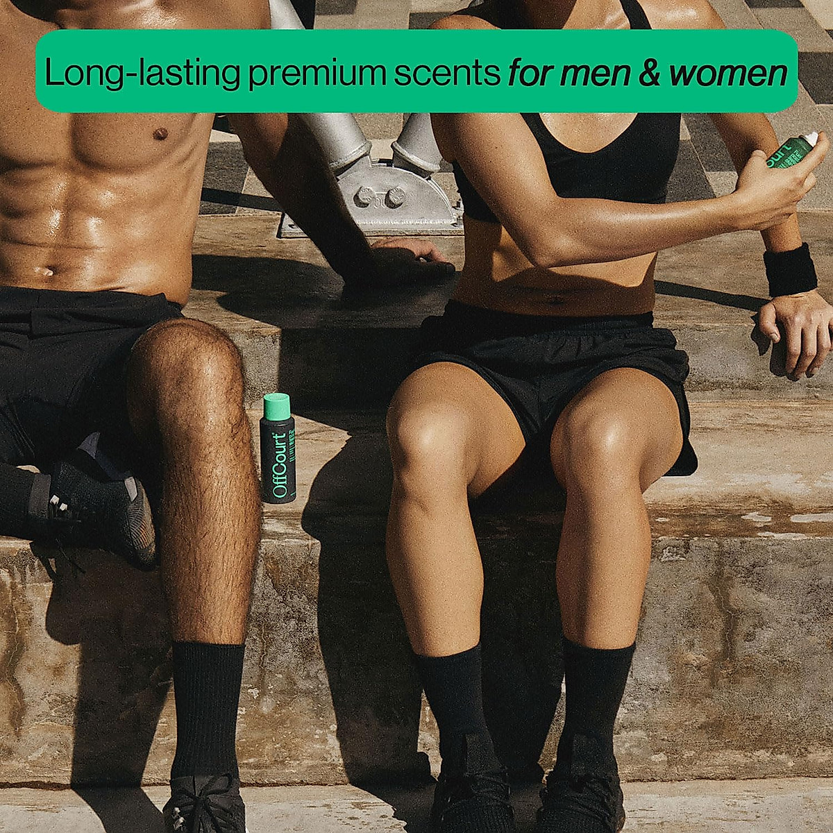 OffCourt Natural Body Spray for Men with Prebiotics - Deodorizing Mens Body Spray - Aluminum-Free Spray Deodorant for Full-Body Use - Multi-Pack with Sandalwood and White Musk, 3.4 Ounce (Pack of 2)