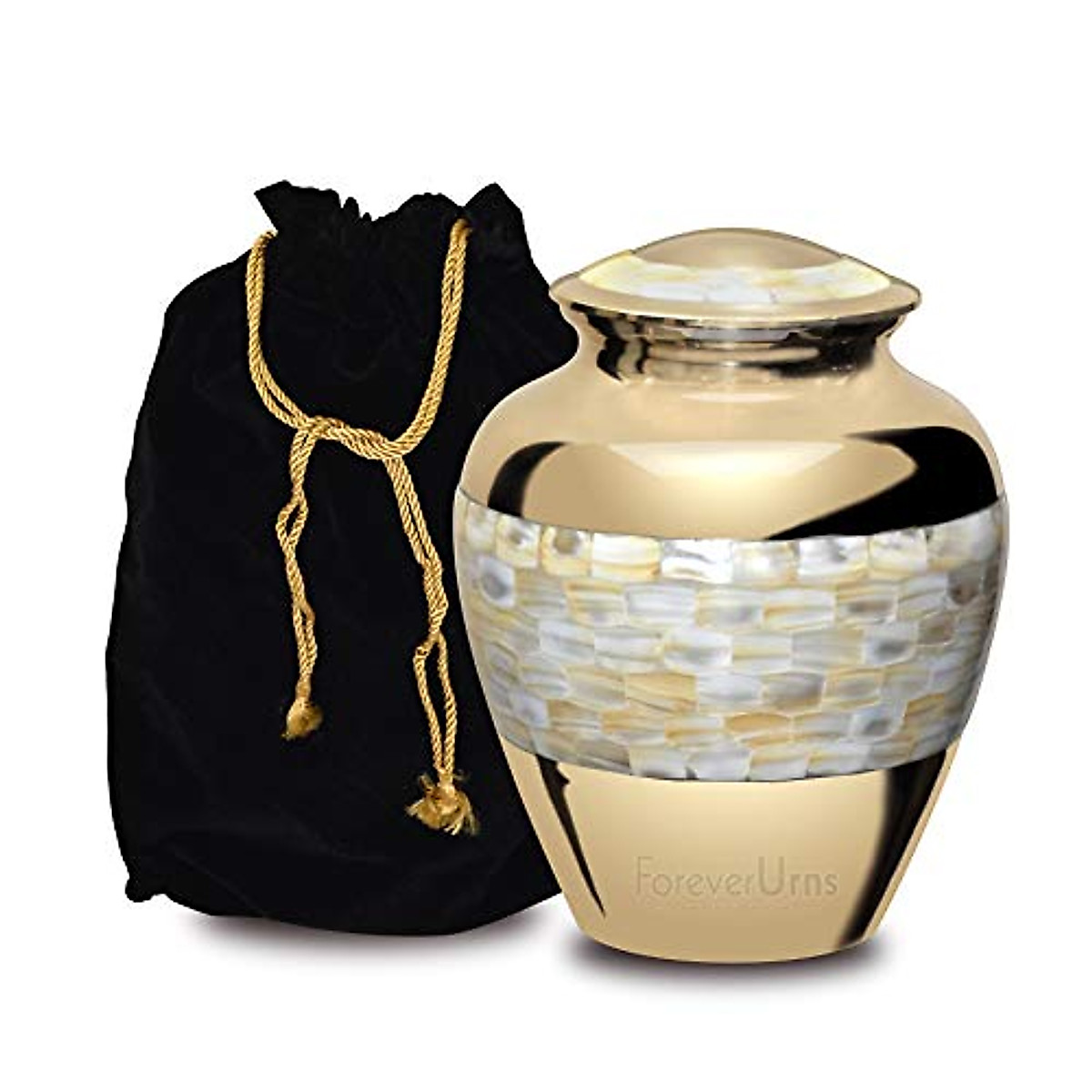 Adult Cremation URNS for Ashes- Classic MOP Cremation Urns for Human Ashes - Completely Handcrafted with Volume 200 Cu. in. with Velvet Protection Bag. (NOT Personalized)