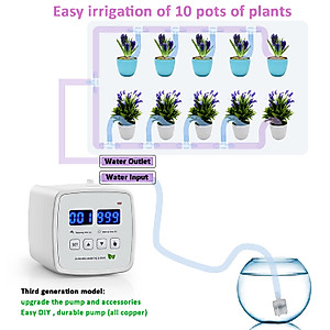 automatic drip irrigation kit auto plant waterer for 10 potted plants self watering planter System Dual display ergonomic Easy DIY Indoor white