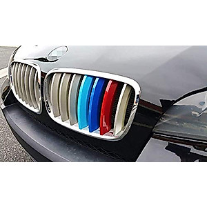 iJDMTOY Exact Fit ///M-Colored Grille Insert Trims Compatible With 2007-2013 BMW E70 X5, 2008-2012 E71 X6 Center Kidney Grill
