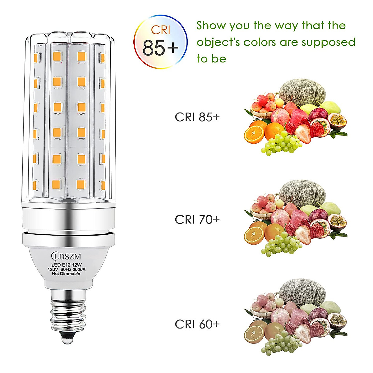 E12 LED Bulbs,12W LED Corn Light Bulb, E12 LED Bulb 100W Equivalent 1200 Lumen 3000K Warm White, Non-Dimmable LED Candelabra Light Bulbs, E12 Candelabra Base Chandelier Light Bulbs, Pack of 3