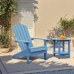 YEFU Adirondack Chair Plastic Weather Resistant, Patio Chairs, Looks Exactly Like Real Wood, Widely Used in Outdoor, Fire Pit, Deck, Outside, Garden, Campfire(Blue)