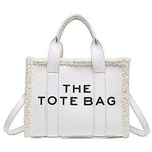 AyTotoro Tote Bag for Women Trendy Tote Bag Small Personalized PU Leather Top Handle Handbags Shoulder Bag Crossbody (White)