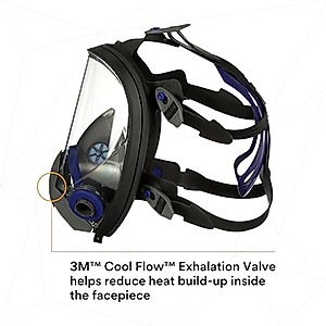 3M Ultimate FX Full Facepiece Reusable Respirator, FF-403, NIOSH, ANSI, Six-Strap Harness for a Secure Comfortable Fit, Cool Flow Valve, Passive Speaking Diaphragm, Large