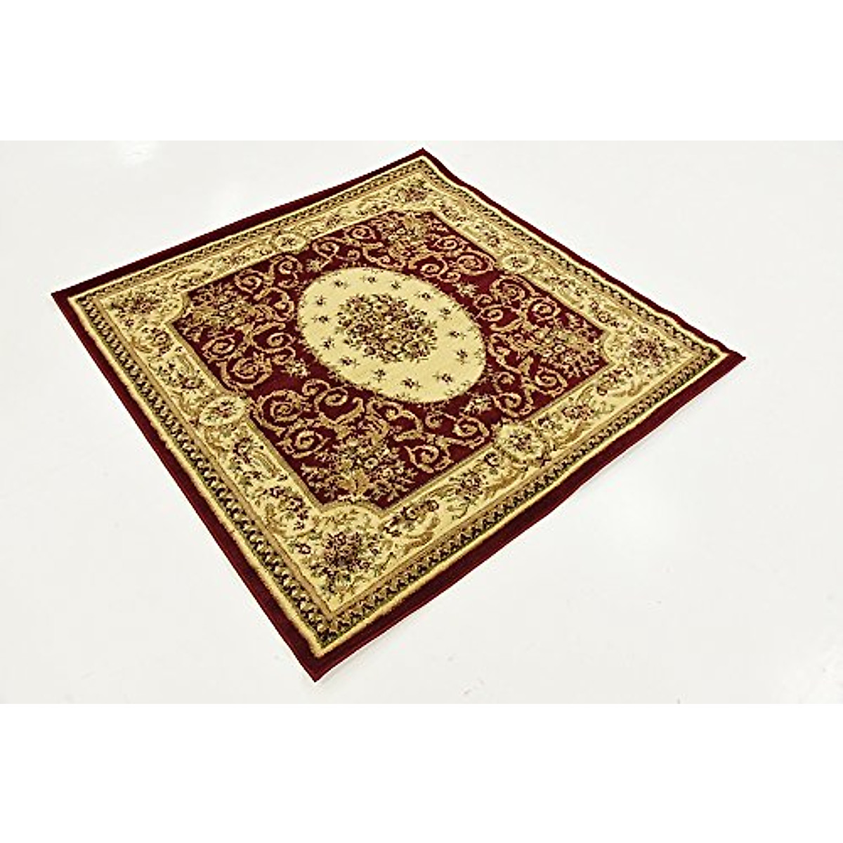 Unique Loom Versailles Collection Traditional Classic Medallion Motif Area Rug (4' 0 x 4' 0 Square, Burgundy/ Ivory)