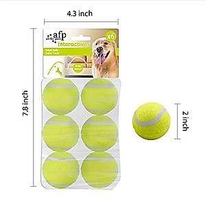 ALL FOR PAWS Dog Tennis Balls for Dogs, Great for Mini Ball Launcher, 6 Pack 2 Inch Tennis Balls