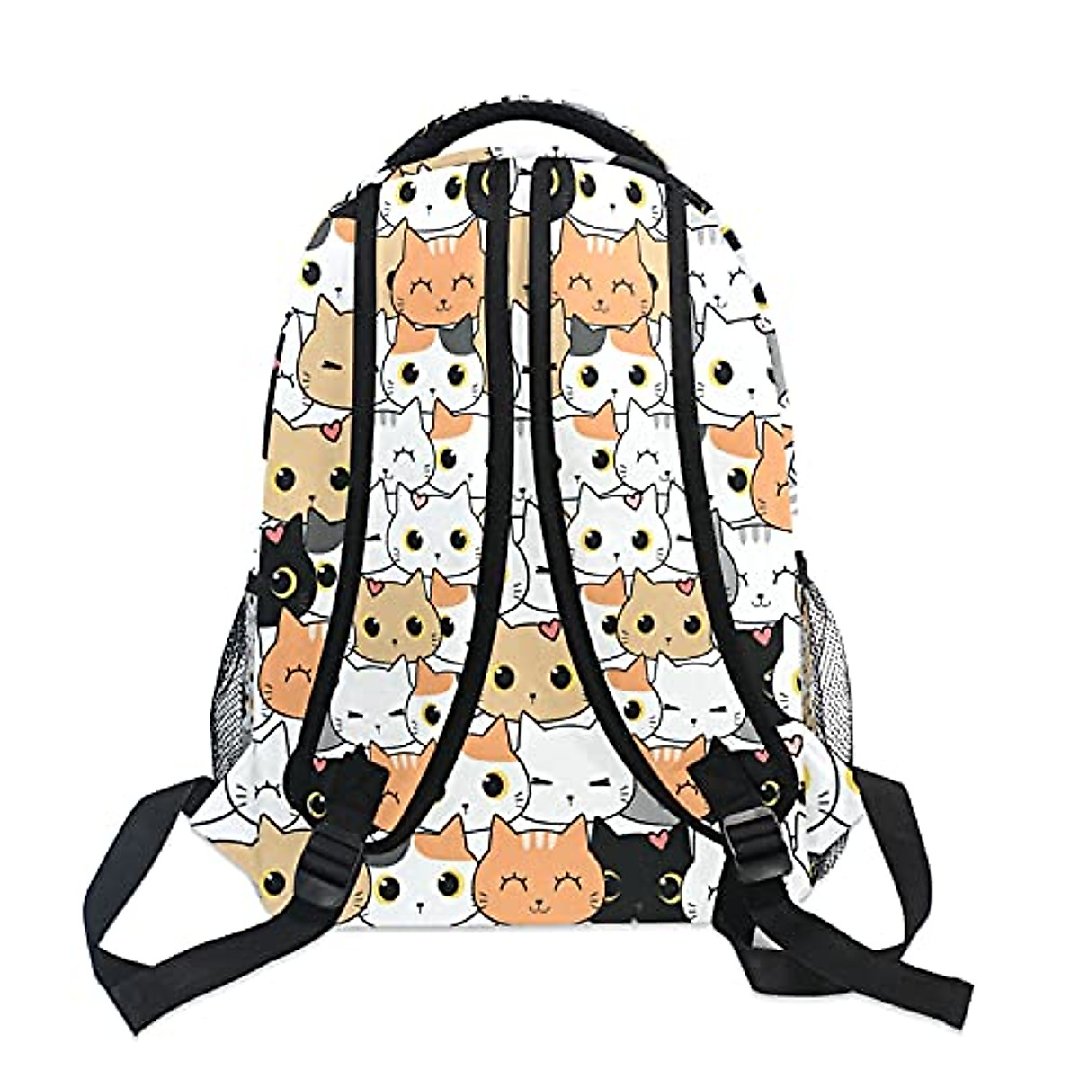 MCHIVER Cute Cats Backpacks for School Travel Laptop Backpack with Water Bottle Pocket Lightweight Adjustable Buckle Casual Daypack 16 Inch