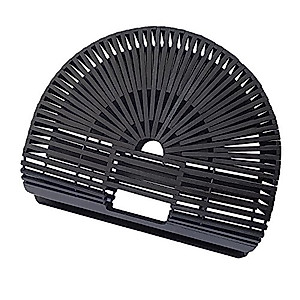 Miuco Womens Bamboo Handbag Handmade Large Tote Beach Bag Size Small Black