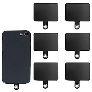 SAVITA 6pcs Cell Phone Tether Tabs, Black Crossbody Phone Strap Tether Tabs Multifuctional Phone Lanyard Patch Pad for Most Smartphones