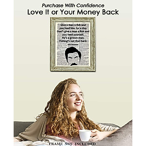 Positive Affirmations Wall Decor for Kids: "Give a Man a Fish" Ron Swanson 8x10 Inspirational, Motivational Poster & Motivational Wall Art Office Decor for Men & Women