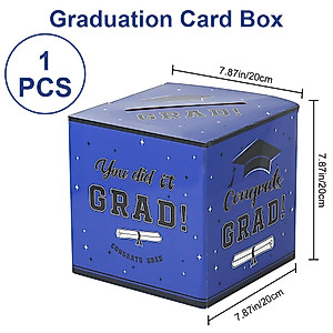 Blue 2024 Graduation Card Box, Card Box for Graduation Party, Graduation Gift Card Box for 2024 Graduation Decorations, Graduation Party Supplies for Class of 2024 High School & College Graduation