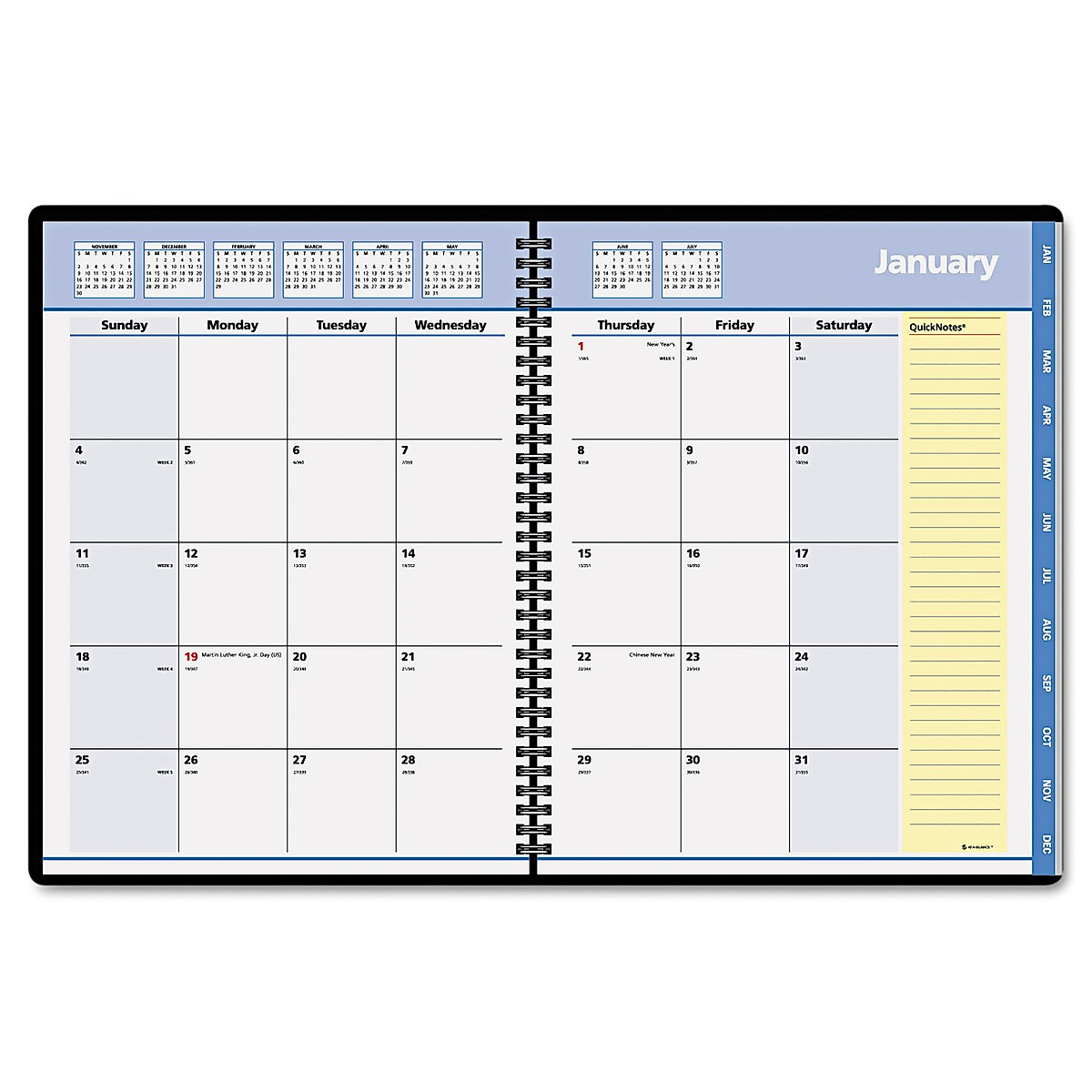 At-A-Glance 76-08-05 Quicknotes monthly appt. book, telephone/address section, 6-7/8 x 8-3/4, Black