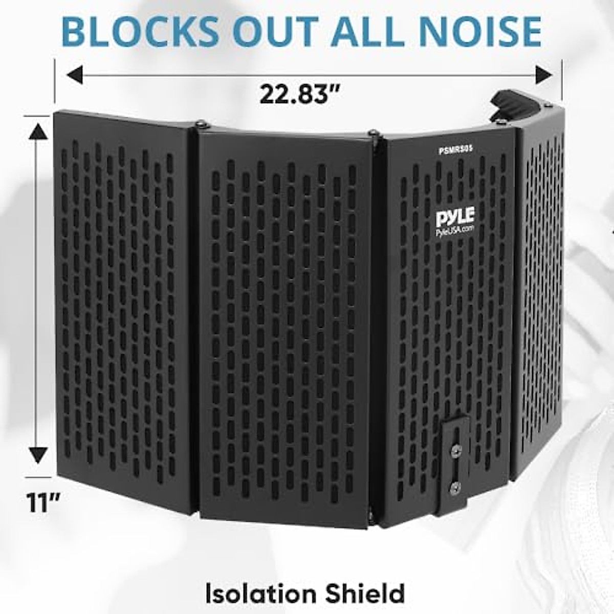 PyleUsa Microphone Isolation Shield, 5 Panel Acoustic Vocal Sound Dampening Noise Absorb Record Studio,1.6" Foam,Adjust Mic Depth,Removable Shock Mount, ⅝" Threaded,Podcast,Sing and Broadcast-1 set