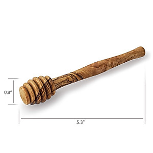 Forest Decor 5.3" Olive Wood Honey Spoons/Stick - Honeycomb Sticks for Drizzling Honey - Handcrafted Honey Dipper Stick - Wooden Honey Sticks for Honey Jar Dispense - Honey Stirrers Stick