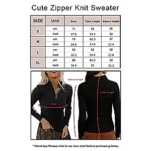 PRETTYGARDEN Fall Quarter Zip Pullover Sweaters for Women 2023 Long Sleeve Collared Fitted Ribbed Knit Tops (Black, Large)