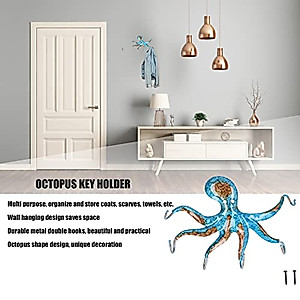 Octopus Key Holder, Unique Shape Iron Octopus Hook,Metal Hooks Wall Mounted Iron Octopus Hook,Space Saving Metal Hooks for Bedroom Bathroom Kitchen, Octopus Key Holder, Unique Shape Iron Octopus