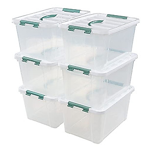Joyeen 6-pack Latching Storage Boxes, Clear Plastic Bins Totes with Lids, 14 Quarts