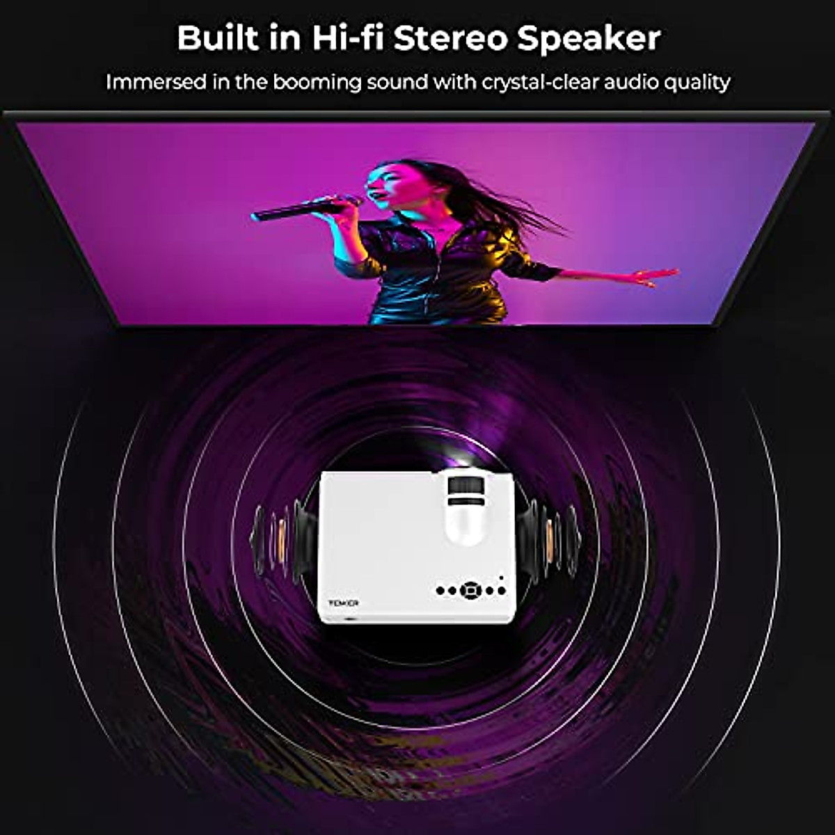 TENKER Native 1080P Projector, 7500L High Brightness Full HD Outdoor Movie Projector, 200" Giant Screen LCD Video Projector, Portable Mini Projector for Cartoon, Compatible w/Laptop/PC/DVD/TV