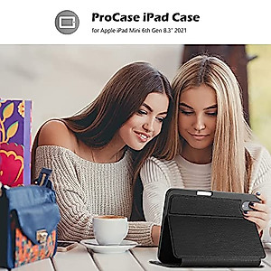 ProCase Cover for iPad Mini (A17 Pro) 2024 / iPad Mini 6 Case 2021 Mini 6th Generation Case with Pencil Holder, Slim Smart Folio Stand Cover Shockproof Protective Cases for iPad Mini 8.3 Inch -Black
