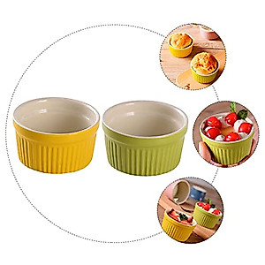 Balacoo 6 Pcs ceramic baking cup creme brulee ramekins porcelain ramekins Porcelain Dishes Oven Safe Round oven bowl Small Baking Bowl mini oven Kitchen Bowl breakfast bakeware ceramics