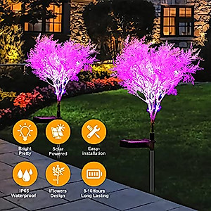 Solar Lights Outdoor Decorative 4PK, Solar Flowers Pink Rime Flower Design, Solar Powered Flowers Light Dusk to Dawn, Solar Flowers Lights Outdoor Garden Waterproof IP65 for Garden Yard Decorations