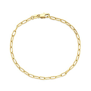 Amazon Essentials 14K Gold Plated Paperclip Chain Bracelet 7.5", Yellow Gold