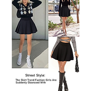 COOrun Tennis Skirt for Women Pleated Golf Skort with Shorts and Pockets Athletic Skirt for Running and Workout(Black,M)