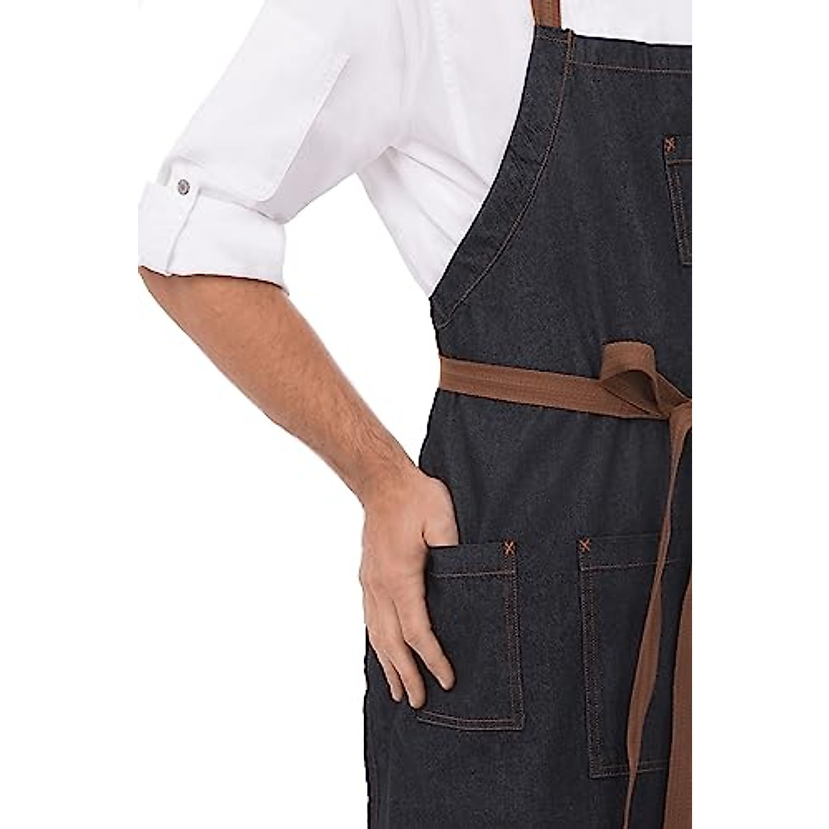 Chef Works Unisex Memphis Chefs Bib Apron, Indigo Blue, One Size
