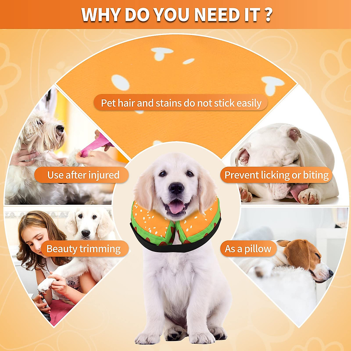Protective Inflatable Dog Recovery Cone Collar for Smal Medium Large Dog, Soft E-Collar Dog Donut Cone Alternative After Surgery for Dogs Cats (Medium)