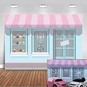 Mocsicka Ice Cream Parlor Backdrop 7x5ft Vinyl Ice Cream Theme Happy Birthday Party Photo Booth Backdrops 1st Birthday Candy Table Banner Photography Background