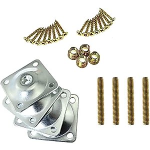 TAODAN 4 Set Furniture Leg Mounting Plates Leg Attachment Plates with Hanger Bolts Screws for Furniture Repair Sofa Table Chair Couch