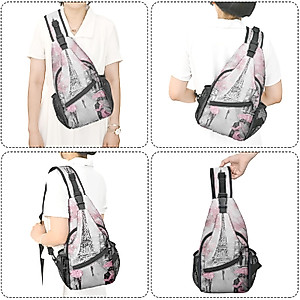 Yrebyou Art Paris Eiffel Chest Sling Bag Crossbody Backpack Travel Hiking Casual Daypack for Women Men Multipurpose Lightweight Fashion Shoulder Bag for Biking Climbing Runner