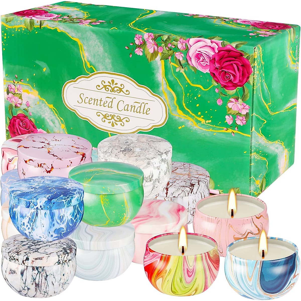 Bauhinia 16 Pack Scented Candles Soy Wax Tin Candles, Natural Fragrance Candles for Stress Relief and Aromatherapy Candles