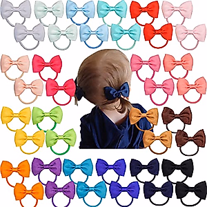CELLOT Toddler Hair Ties 40pcs 2.75" Baby Girls Hair Bows Tie Baby Bows Elastics Rubber Ribbon Hair Bands Accessories for Baby Girls Kids Children