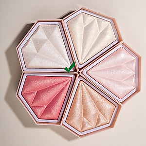 Rosarden, Powder Face Highlighter Palette, Pearl White, Shimmery Finish, Glitter Face Highlight Contouring Makeup, Silky Smooth, Palette, 0.0353 Ounce, Unisex