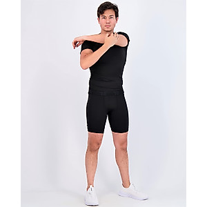 5 Pack: Mens Compression Short Biker Shorts for Men Cool Spandex Sports Basketball Workout Gym Yoga Base Layer Tight Skins Active Athletic Running Underwear Briefs Quick Dry Dri Fit, Set 1 - Medium