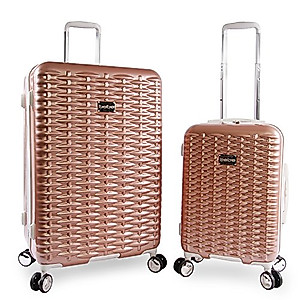 BEBE Women's Lydia 2 Piece Set Suitcase with Spinner Wheels, Rose Gold, One Size