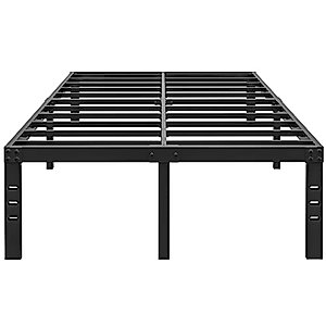 FSCHOS Full-Size-Bed-Frame / 18 Inch High/Metal Bed-Frames-Full/Reinforced Steel Slats Support/No Box Spring Needed/Heavy Duty Mattress Foundation/Easy Assembly/Noise Free/Black