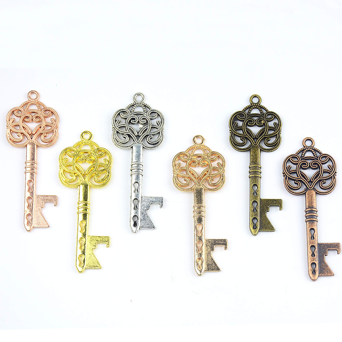 Makhry 52pcs Vintage Skeleton Key Bottle Opener Wedding Party Favor Guest Souvenir Gift Set with Tag Card and Keychain(Antique Copper)