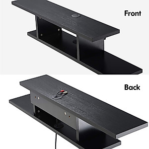 FITUEYES Concise Floating TV Stand Shelf - Wall Mounted Entertainment Center Media Console Component Wall Cabinet, Black, 50"