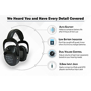 Pro Ears - Pro Tac SC Gold - Military Grade Hearing Protection and Amplification - NRR 25 - Ear Muffs - Lithium 123a Batteries - Black, (GSPTSTLLBLACK)