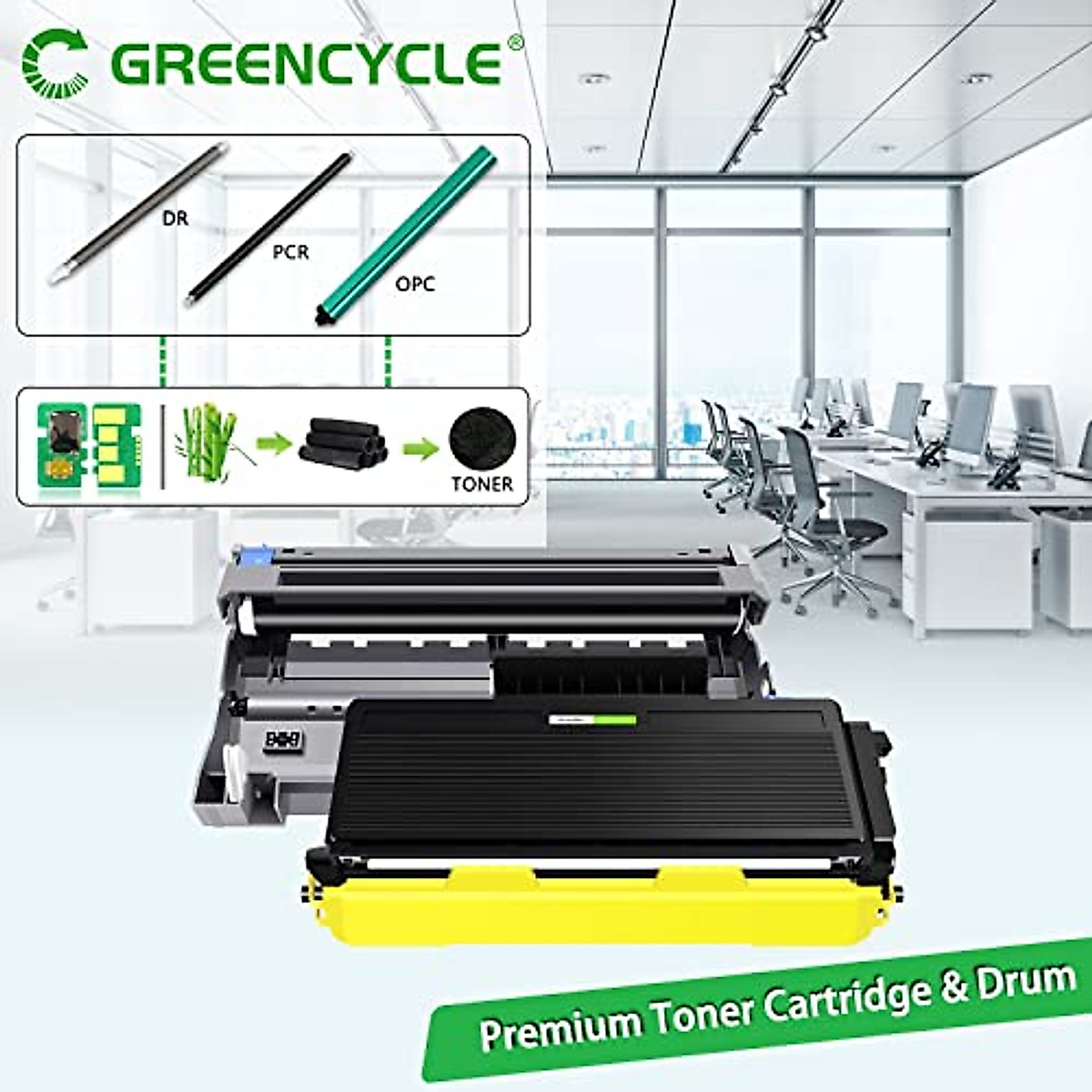 greencycle TN650 TN-650 Toner Cartridge DR620 Drum Unit Replacement Compatible for Brother DCP-8050DN DCP-8085DN HL-5380DN MFC-8370 MFC-8480DN MFC-8680DN MFC-8690DW Printer (Black, 3 Toner + 3 Drum)