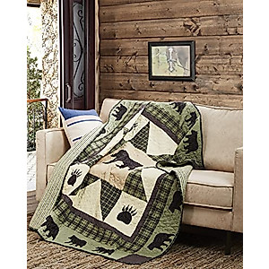 Virah Bella Quilted Throw Blanket 50" x 60" Bear Star Lightweight Throw Quilt Great for Loungers & Extra Bedding - Beautiful Lodge-Themed Blanket