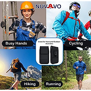NUVAVO Cell Phone Holster Cell Phone Pouch for iPhone 14, 14 Pro, iPhone 13, 13 Pro, iPhone 12, 12 Pro, iPhone 11, XR, XS with Belt Clip Phone Belt Holder Pouch (Fits Phone with Otterbox Case on)