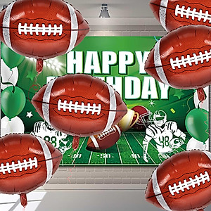 8PCS Football Balloons Garland 24inch Large Foil Mylar Sports Balloons Favors Rugby Balloon Bouquet Arch for Football Graduation Birthday Themed Party Decorations Supplies