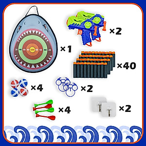 Shark Shooting Game Toy, Foam Blaster Shooting Practice Target,3 in 1 Indoor Outdoor Activity Game for 5 6 7 8 9 10+Years Old Kids, Compatible with 2 Nerf Guns