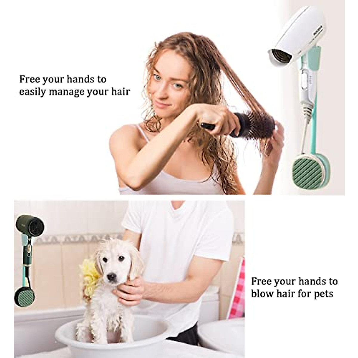 POYIPI Hair Dryer Holder Wall mountedt,Dyson Bracket, Self Adhesive Bracket,Tool Free Adjustable Suitable for Bathroom, Toilet, Bedroom., Stand (hair stand-001)